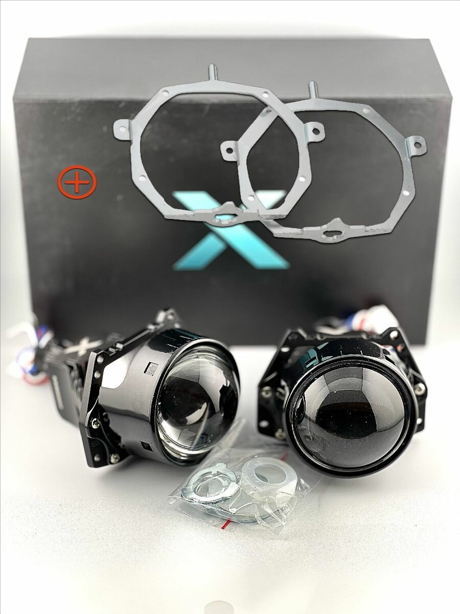 Линзы Bi Led DXL YH3 для Cadillac SRX 2 2009-2016 (линзы + рамки) 3.0 дюйма светодиодные ближнего и дальнего света в автомобильные фары / комплект 2шт