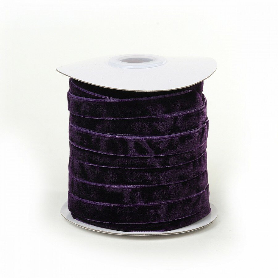 Лента бархатная TBY10VR59 нейлон шир.10мм цв. т. фиолетовый уп.22,86м (+-1м)