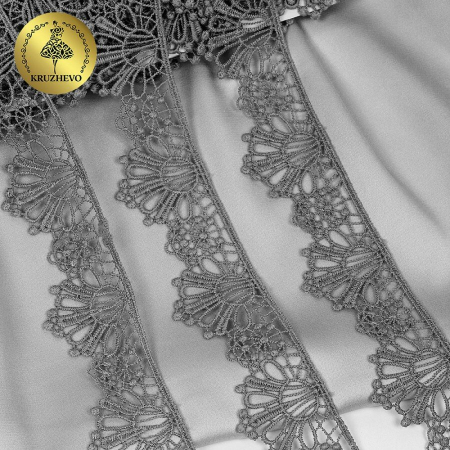 Кружево гипюр KRUZHEVO TBY. SUN.10(0872) шир.35мм цв. S135 серый уп.13,71м