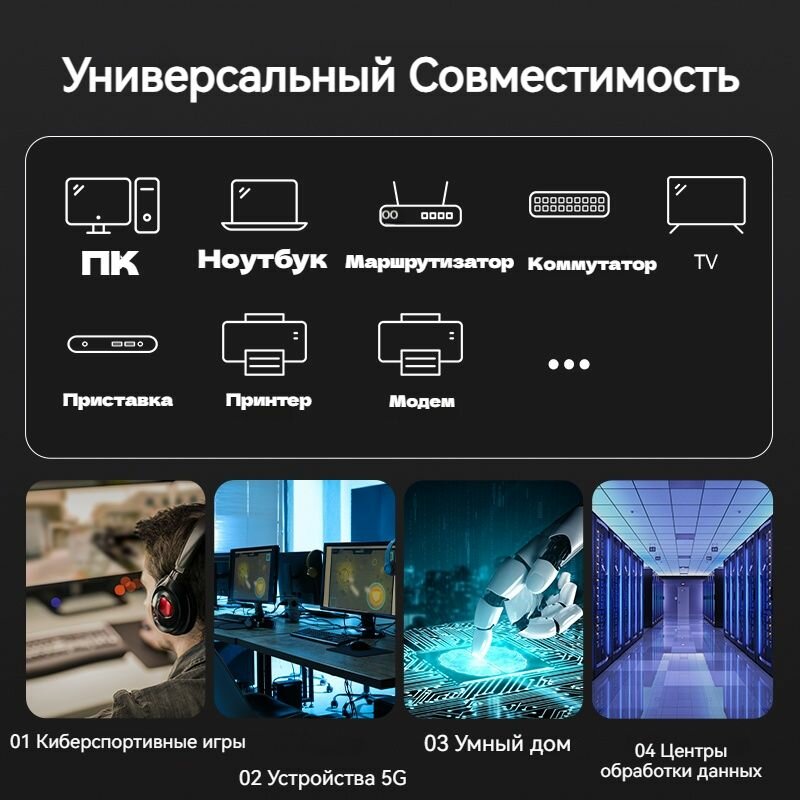 Vention Кабель для интернет-соединения RJ-45/RJ-45, 0.5 м, черный