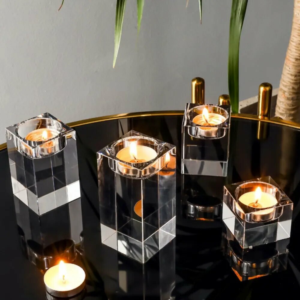 Креативный хрустальный прозрачный подсвечник, украшение при свечах, таверна, домашняя чашка для свечей, 4 шт