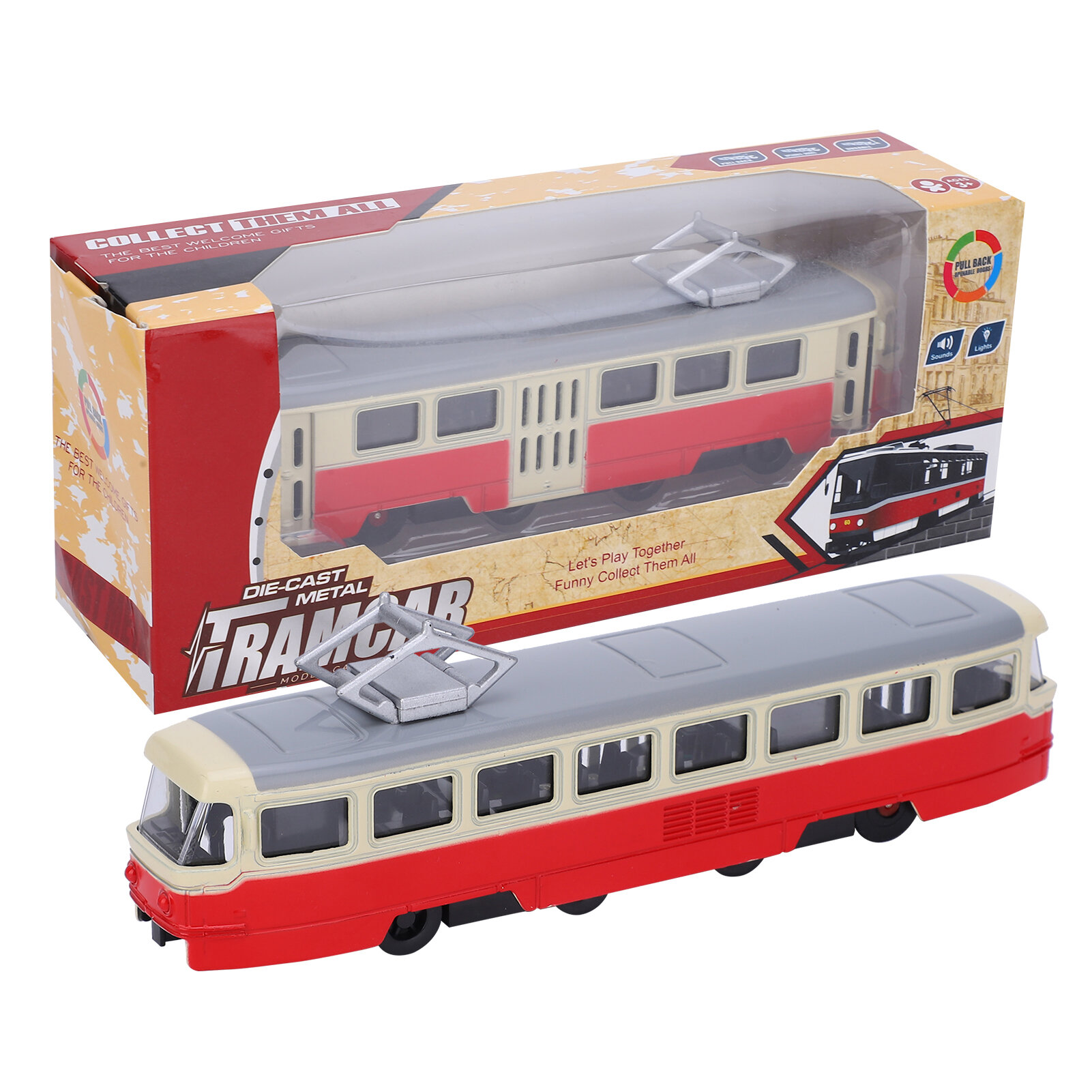 1:90 Детская машинка с механизмом отката, игрушечная модель автомобиля из сплава, с подсветкой и звуком, декоративная (красная)