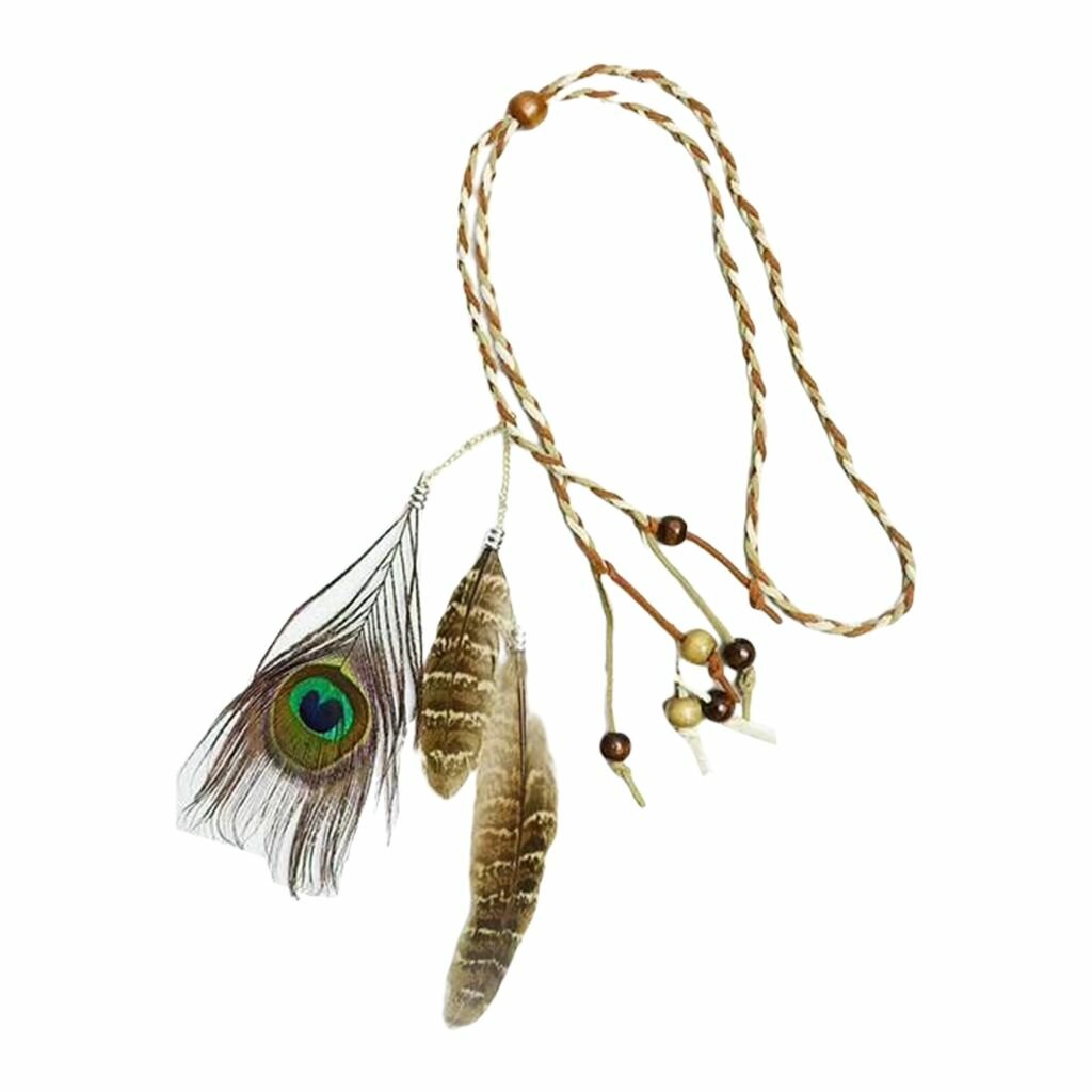 (1 шт.) Головной убор из павлиньих перьев, повязка на голову перьев - хаки