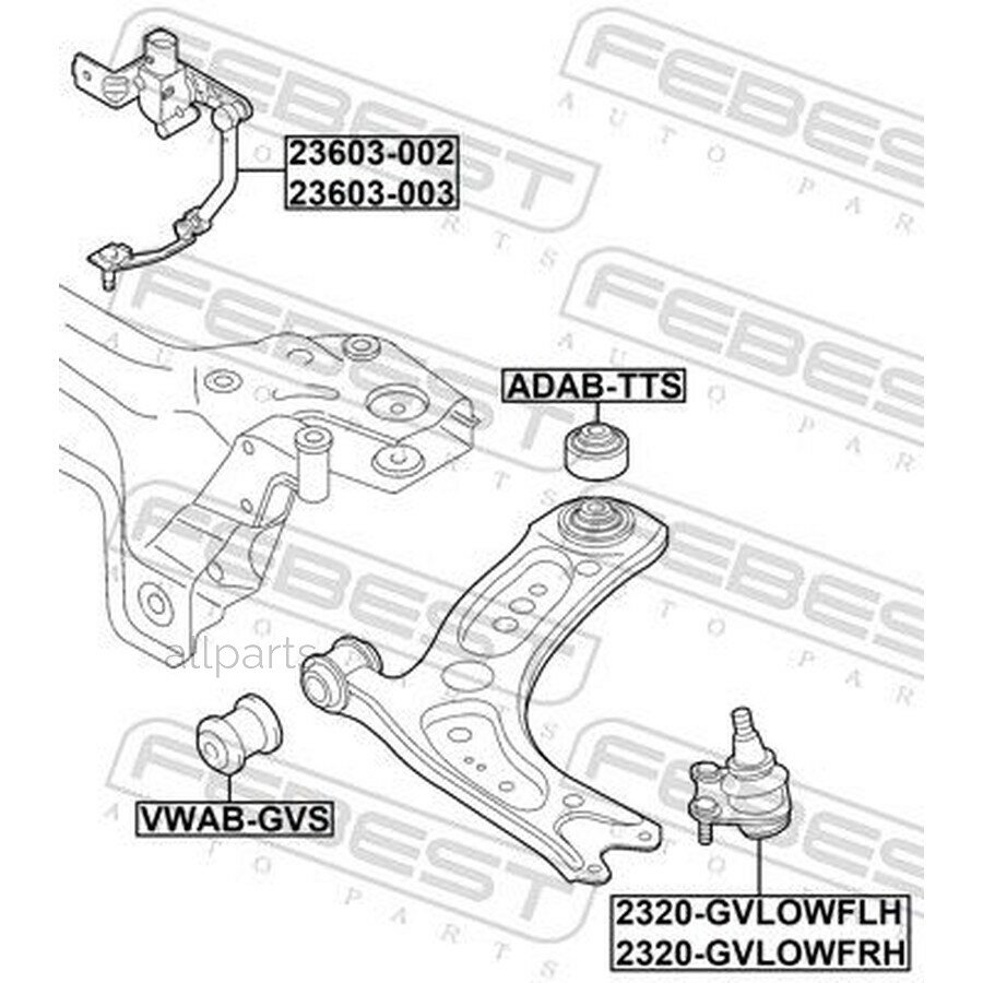 FEBEST 23603003 Датчик положения кузова (с тягой) | перед прав |