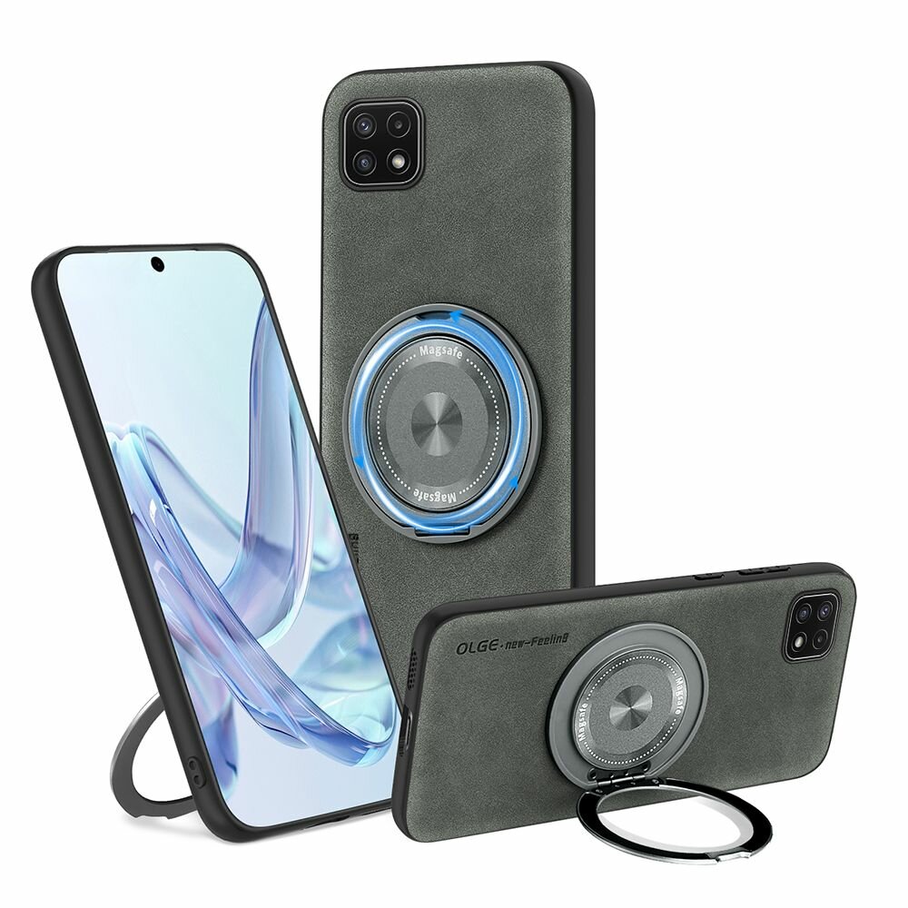 Чехол на Самсунг Галакси A22 5G с поддержкой MagSafe/ магсейф для Samsung Galaxy A22 5G для использования магнитных аксессуаров, противоударный, вращающееся на 360металлическое кольцо