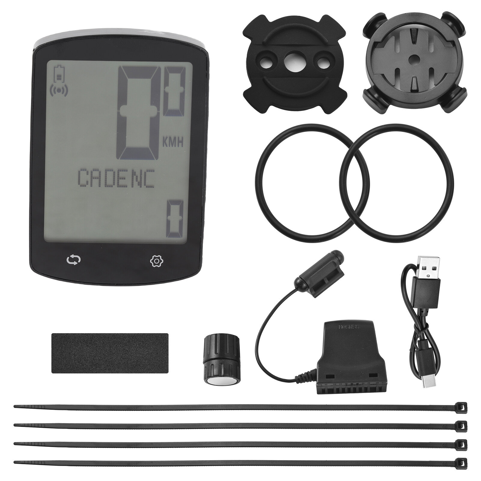 Беспроводной велокомпьютер с датчиком каденса, USB-зарядка, многофункциональный велосипедный одометр, спидометр, водонепроницаемый IPX6, четкий дисплей