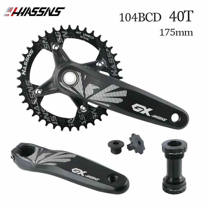 Полностью интегрированная звездочка для горного велосипеда HASSNS GX, с положительными и отрицательными зубьями, удлиненная рукоятка, 175 мм (рукоятка+BB+40T)