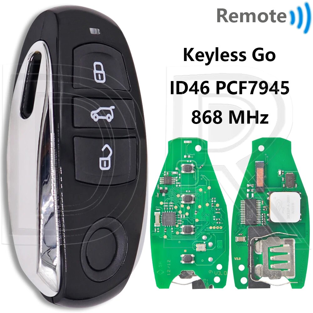 Отличный Keyless Go ID46 PCF7945AC 315/433/868 МГц бесконтактный автомобильный пульт дистанционного управления умный ключ для VW Volkswagen Touareg 2011-2018 3 BT 868MHz