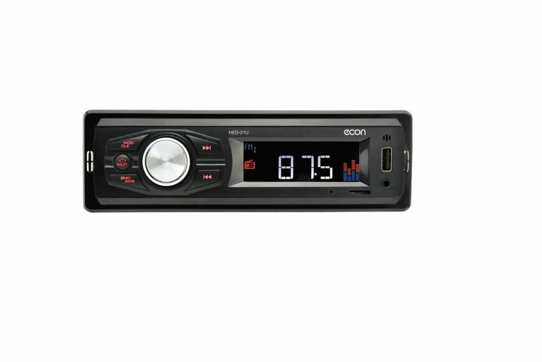 Автомагнитола Econ 4895227603211 HED-21U, USB, AUX, FM, MP3, черная