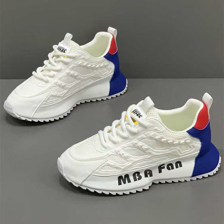 LUO Обувь мужская Летняя для подростков Белая сетчатая повышенная/MH333 white blue