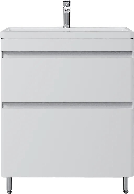 Тумба с раковиной Style Line Атлантика 70 напольная, 70 см, лофт, с ящиками, белая, прямоугольная из МДФ из камня