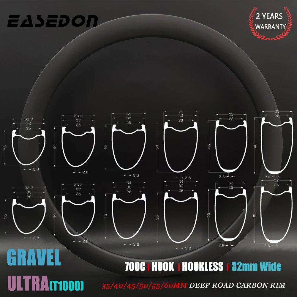 Easedon Gravel 700C Карбоновые Колеса Other (tell us), Hook, Standard Weight, Other Holes, 40mm Deep