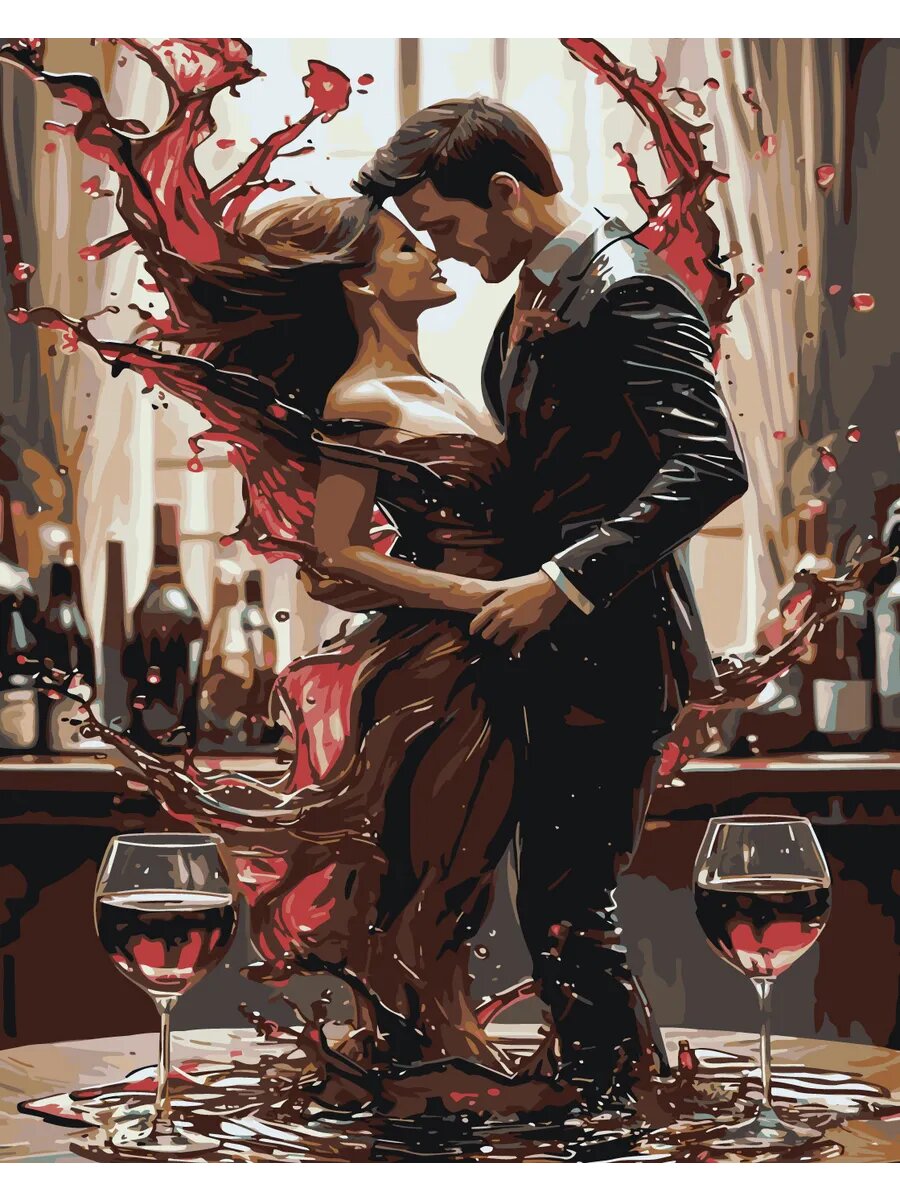 Картина по номерам Иллюстрация Влюбленная Пара Вино