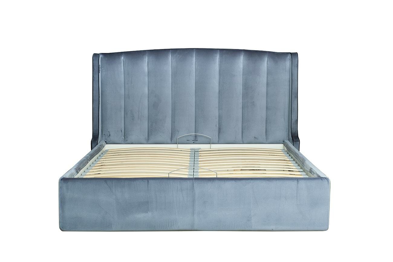 Кровать Garda Decor Кровать Odry c подъем. мех. вельвет синий Velv SIN 186*220*120 арт. ODRY1К-160M-Velv SIN+Colt1006