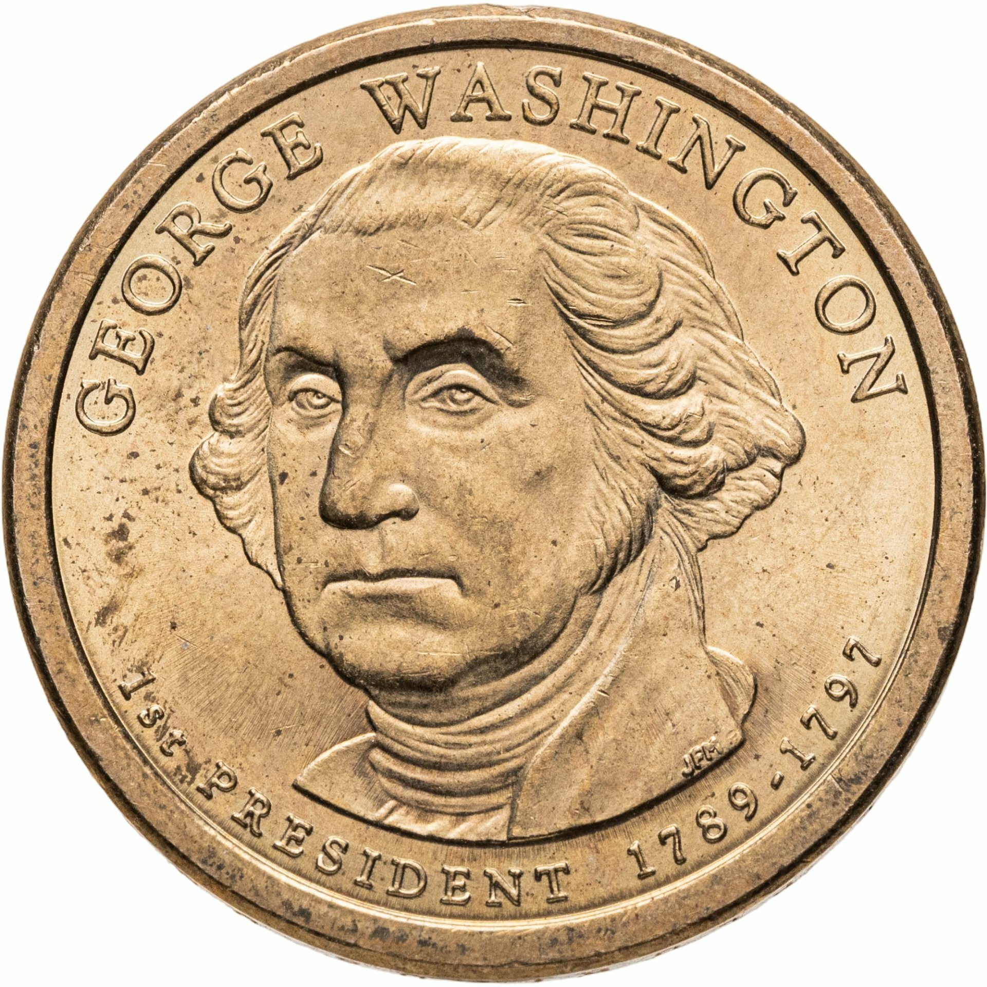 США 1 доллар dollar 2007 "Джордж Вашингтон 1-й президент США", Медь, в сохранности AU-UNC