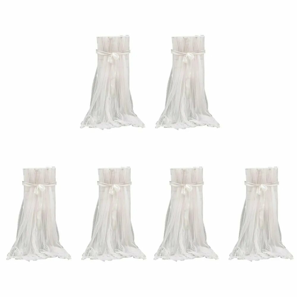 Белый чехол с пышной юбкой из фатина для стула, для оформления банкетов и свадеб, набор из 6 штук