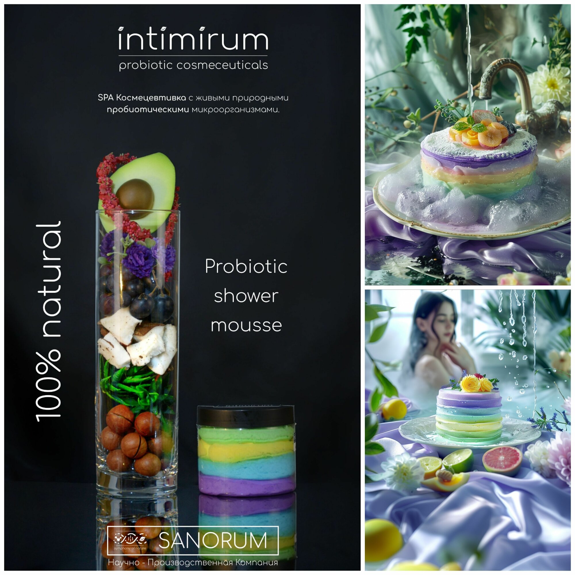 SANORUM Мусс для душа с живыми природными пробиотиками Intimirum Probiotic bath mousse by Sanorum