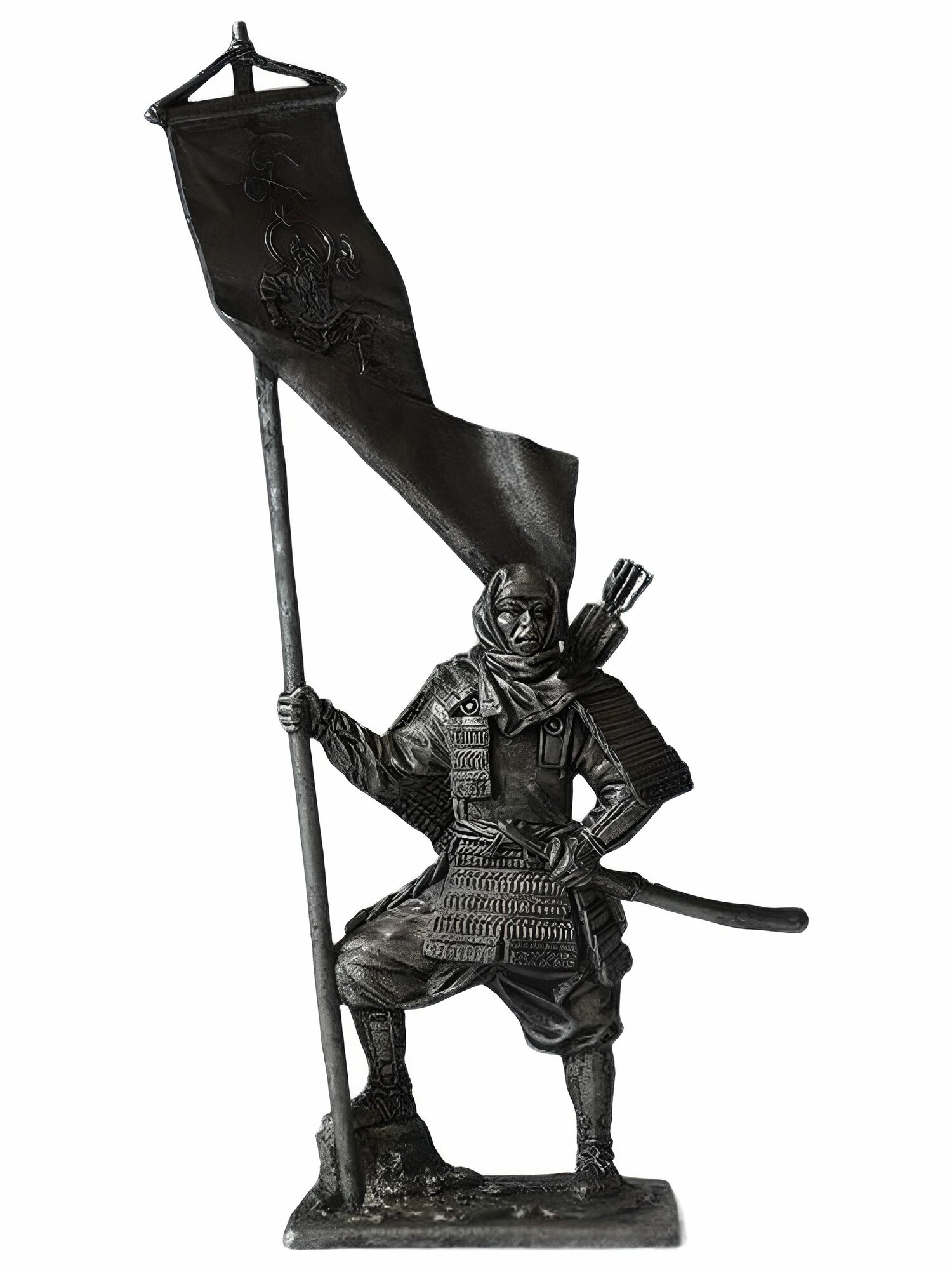 Коллекционный оловянный солдатик фигурка Японский воин-монах с флагом, 1185 год 54 мм Масштаб1:32