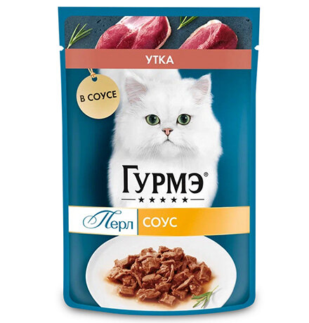 С уткой влажный корм паучи пурина гурмэ перл нежное филе для взрослых кошек (цена за упаковку) 75г х 26шт