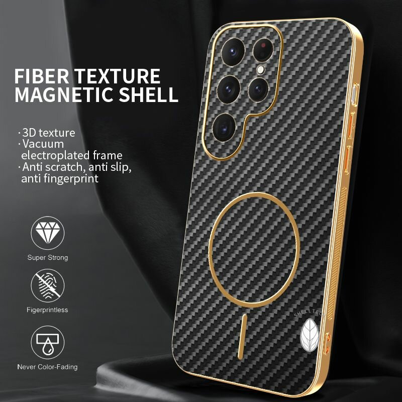 Роскошный чехол для мобильного телефона Samsung Galaxy S25 Ultra с рисунком из углеродного волокна