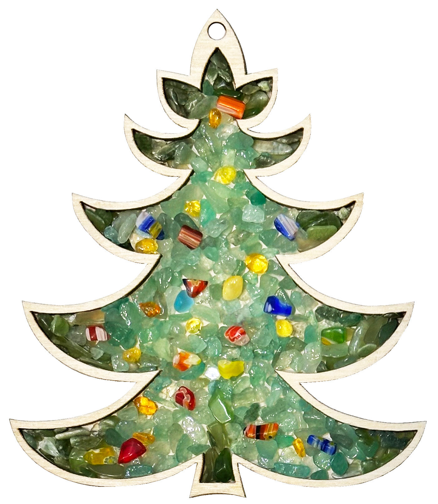 Набор для творчества, мозаика "Ёлочка" 11х10 см. балтийский янтарь, авантюрин, нефрит, муранское стекло