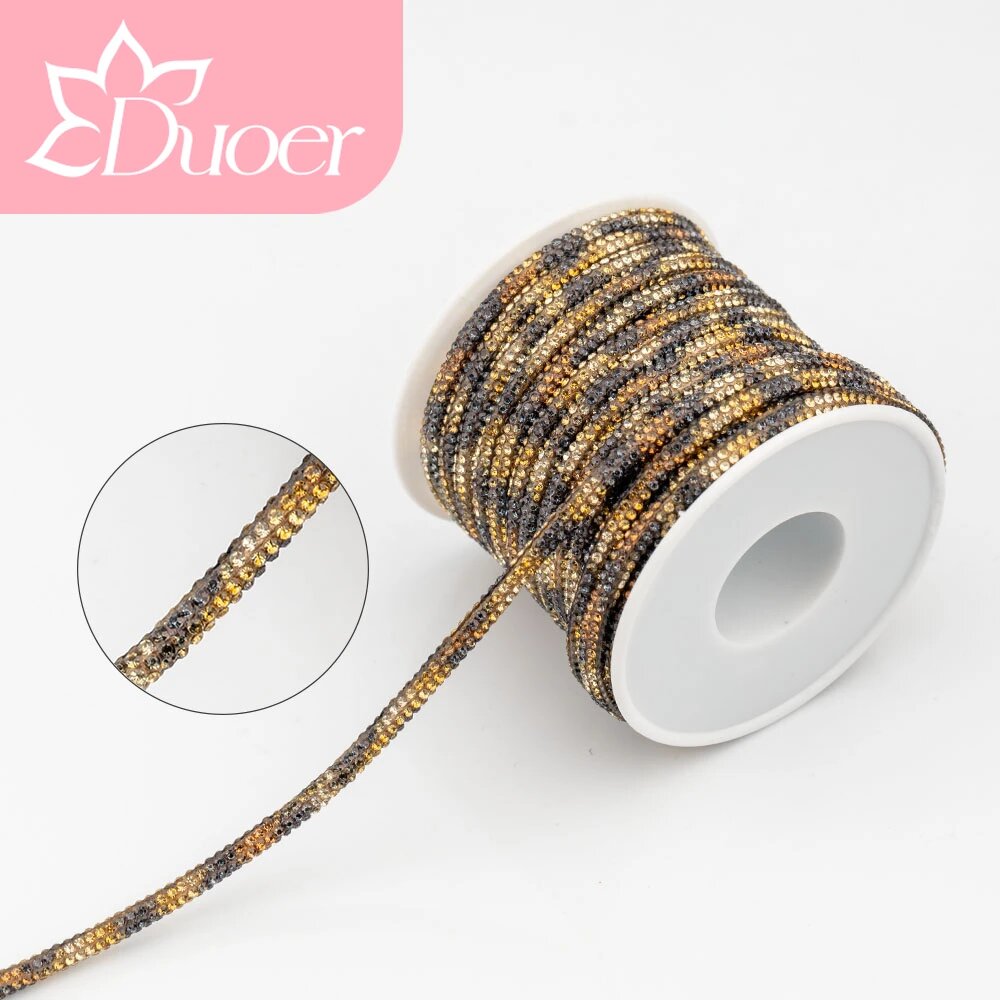 DUOER стеклянная трубка со стразами, 5 ярдов, Amber Shimmer