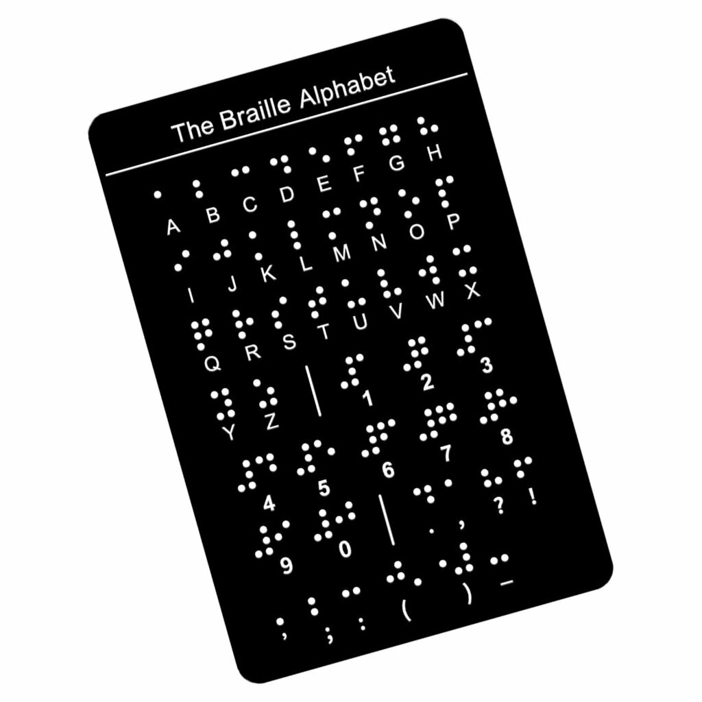 Доска для письма шрифтом Брайля с выпуклостями, цифровая пунктуация, черная вертикальная версия