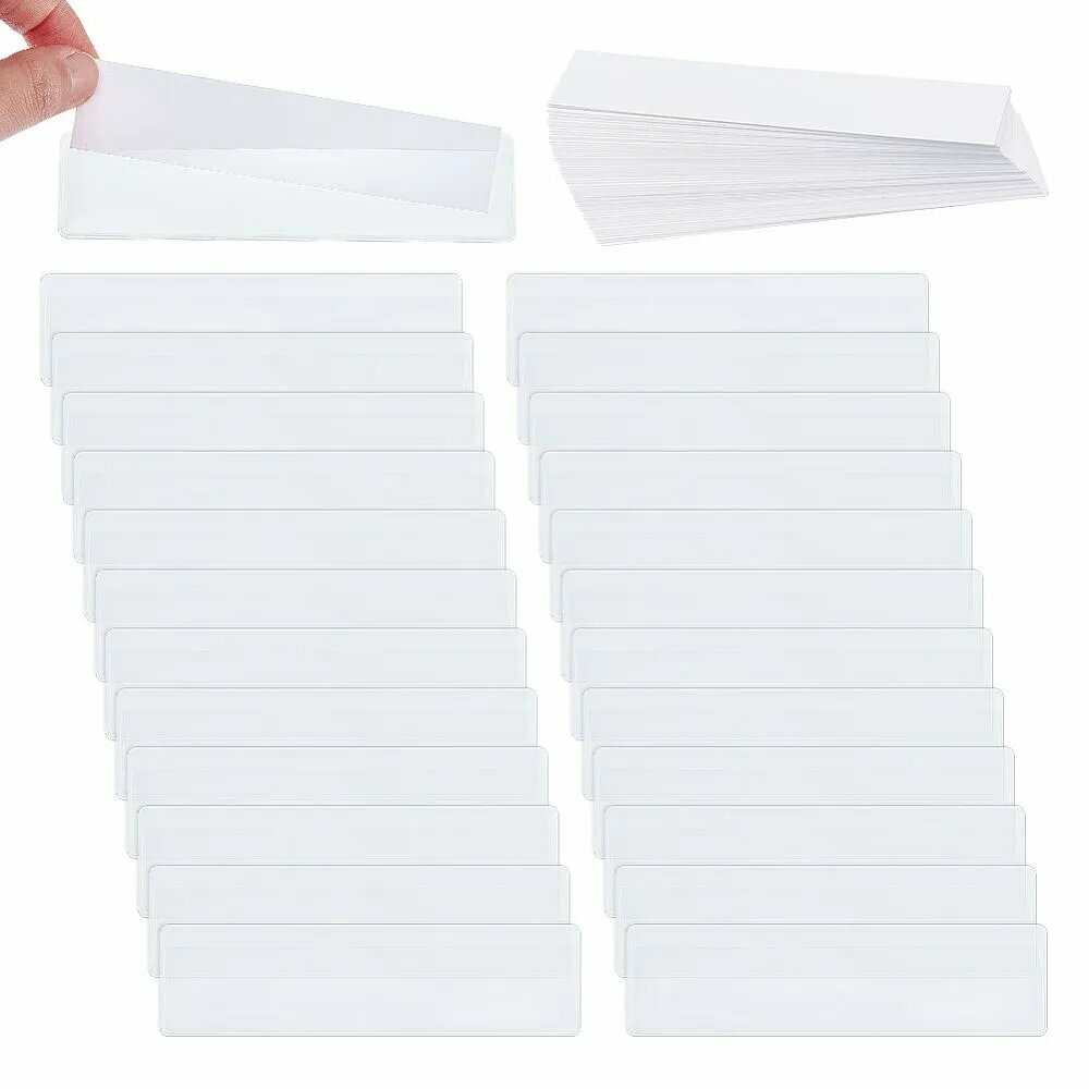 100 комплектов самоклеящихся держателей для этикеток, карманов для карточек, самоклеящихся держателей для визиток с бумажной карточкой