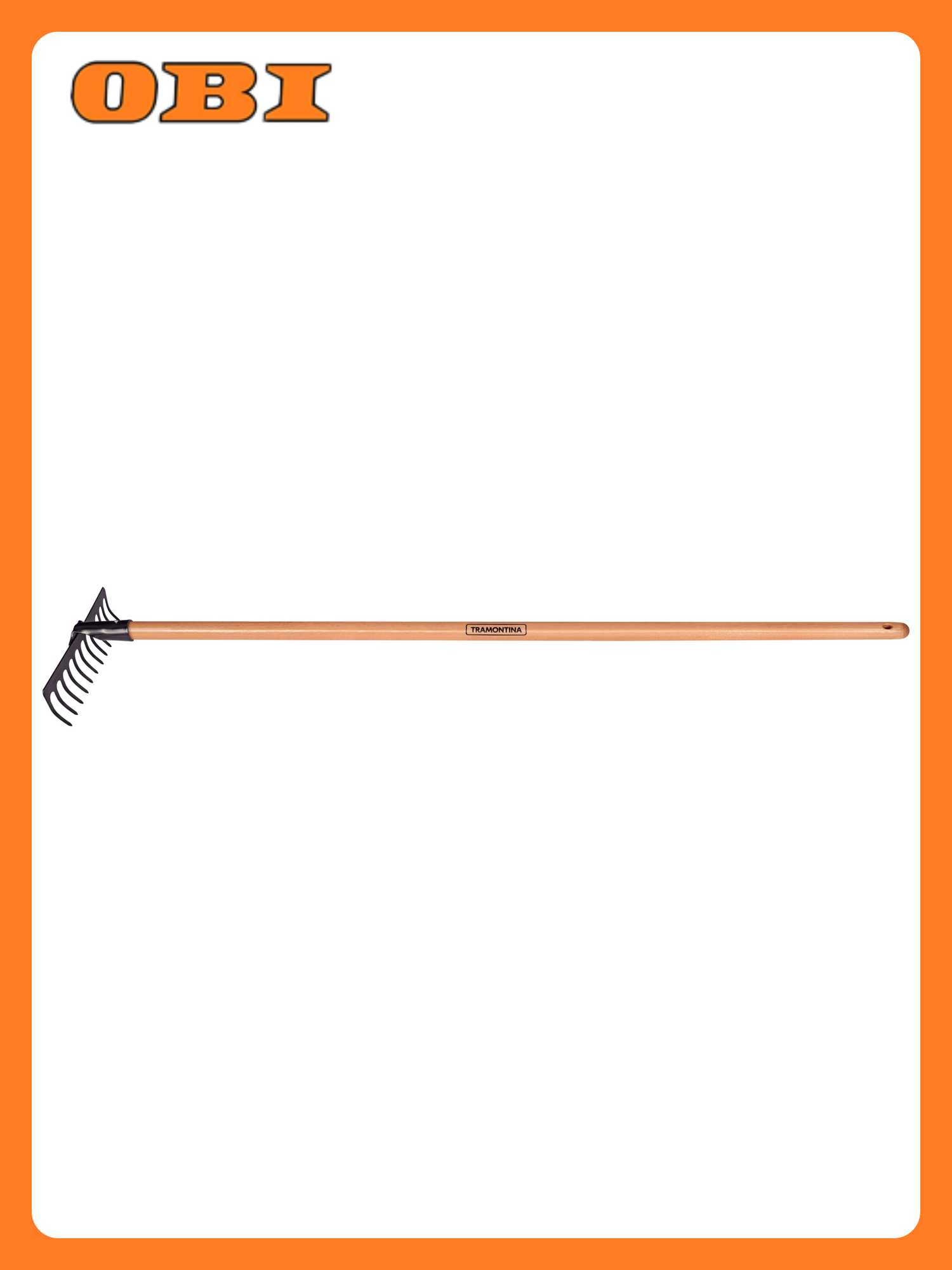 Грабли садовые Tramontina, 12 зубьев, с черенком, металл/дерево, 30 см