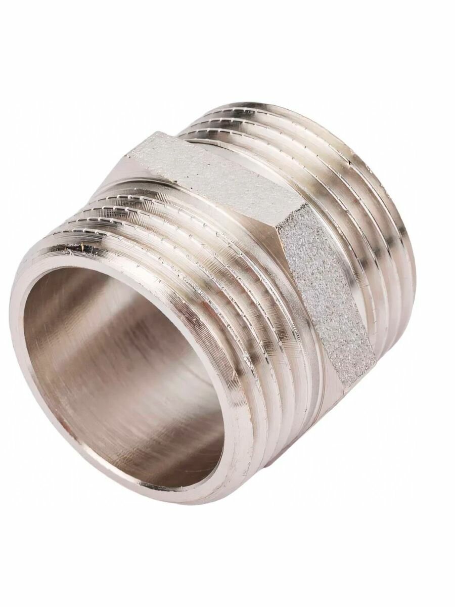 Ниппель латунный Ду25 (1" на 1") никелированный