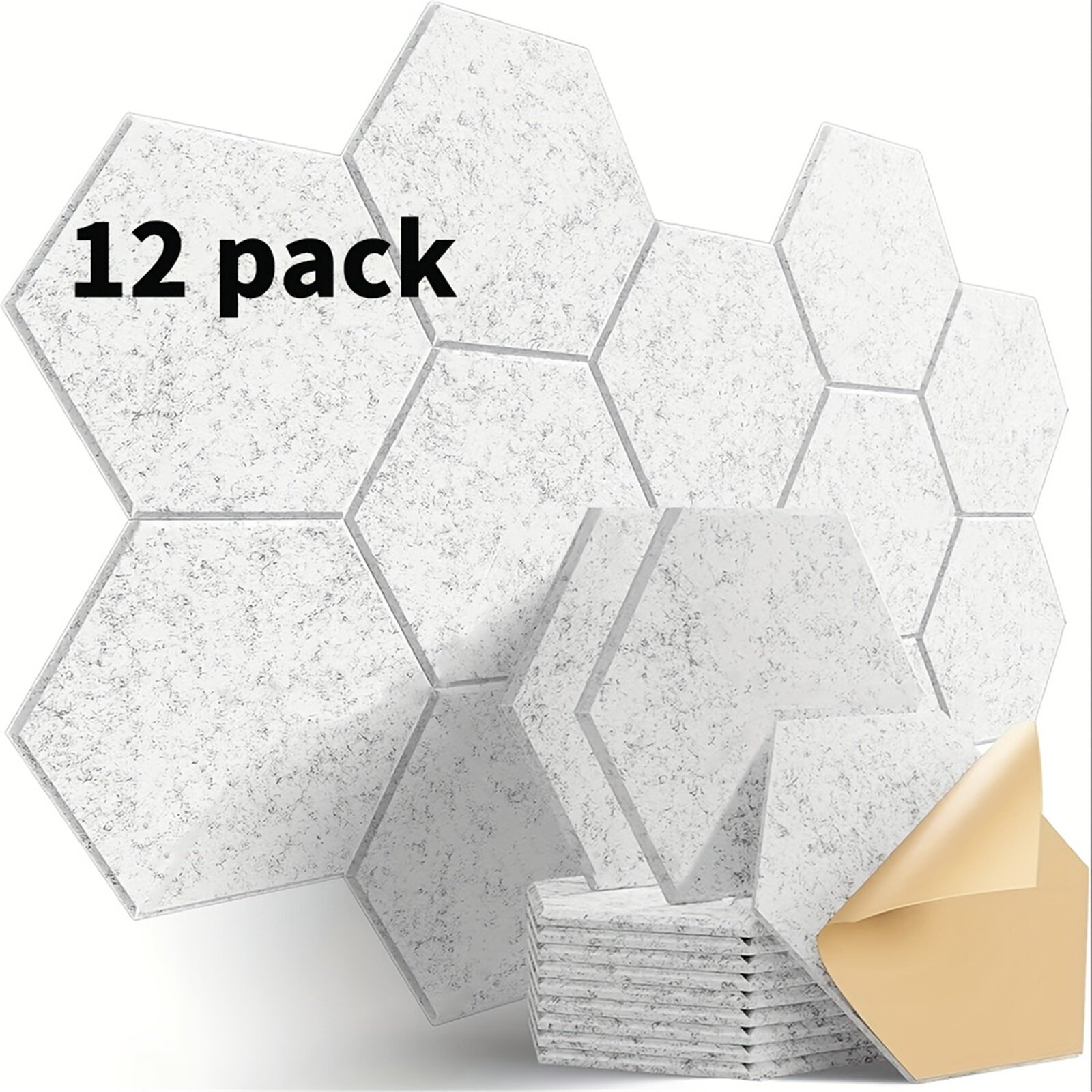 Вибропоглощающие шестигранные плиты с клейким слоем, 12 шт, 26x30x0.9 см