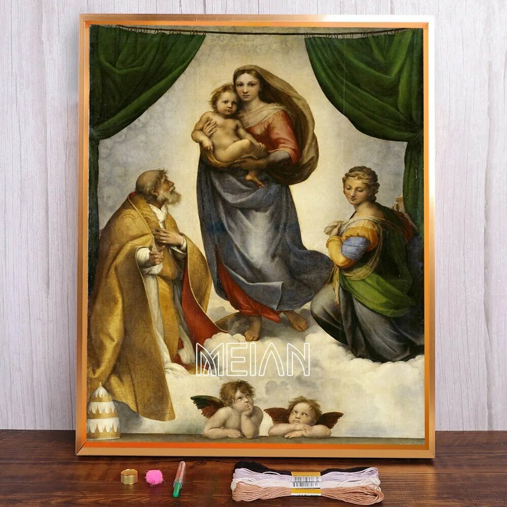MEIAN Набор для вышивания,40x50CM,14CT, Сикстинская Мадонна