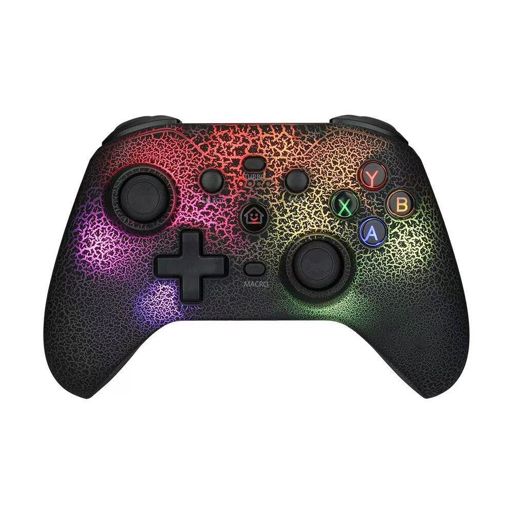 Беспроводной геймпад для PS4/PS3/Android/iOS/Nintendo Switch/PC, RGB подсветка, макросы, кнопка турбо-режим, черный