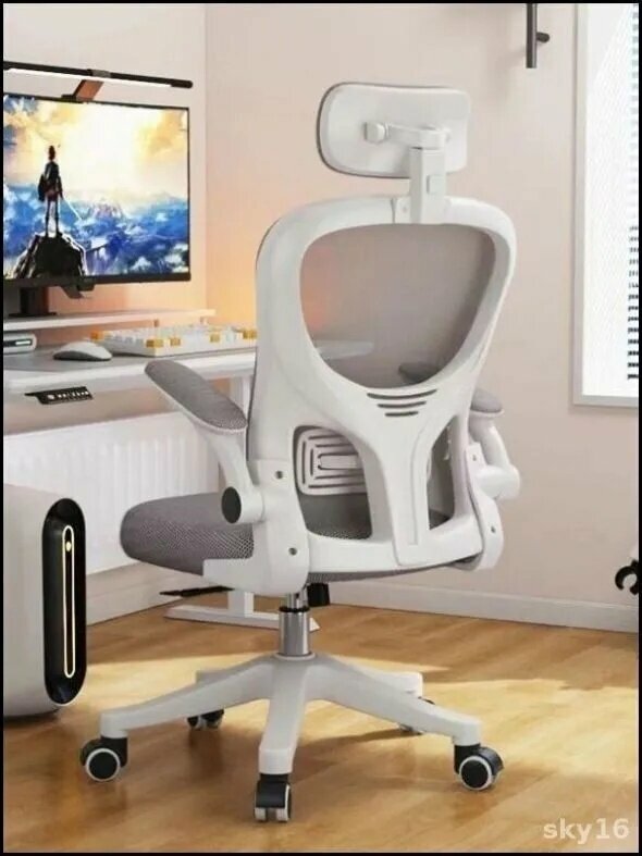 Игровое компьютерное кресло, белый, светло-серый