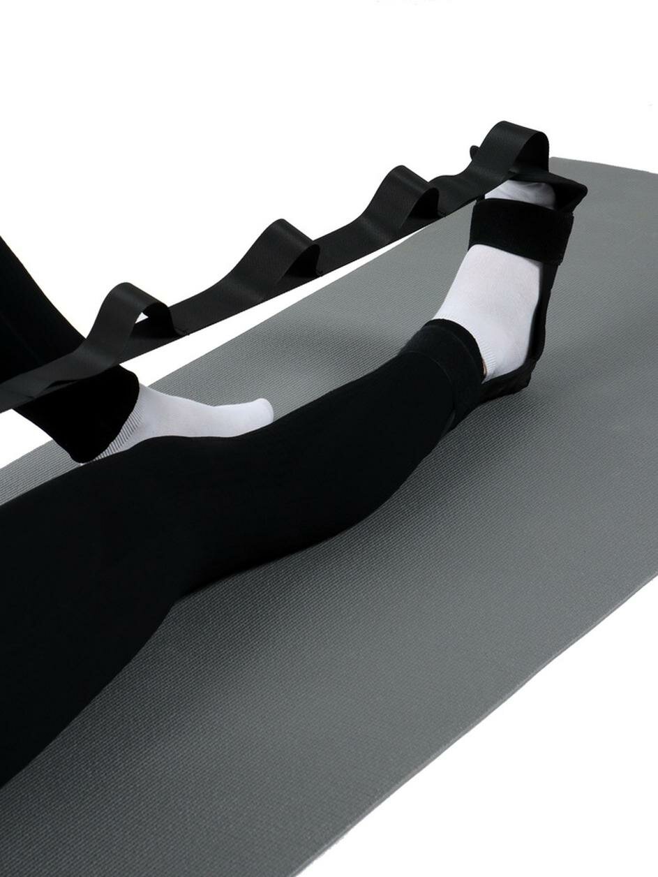 Эспандер-лента с захватами для мышц ног, полиуретан, полиэстер, цвет черный