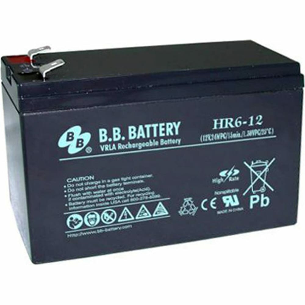 Аккумуляторная батарея B.B. Battery HR 6-12 (12В 6Ач ДхШхВ 151х51х94 мм, масса 2,1 кг) клеммы F2