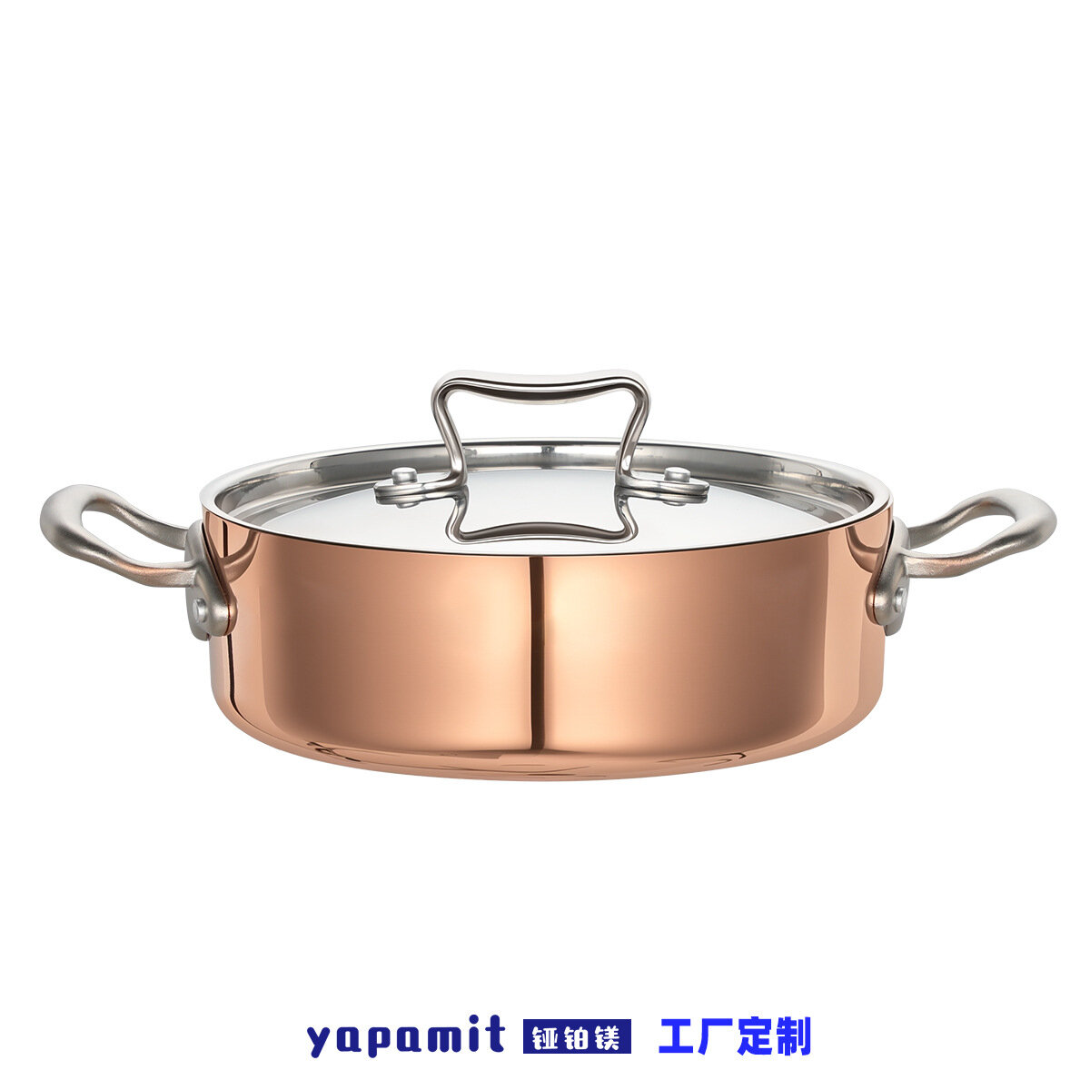 Заводская кастомизация, утолщенный высококачественный медный кастрюля, набор кастрюль для супа с двойными ручками, пищевой 304 нержавеющий сталь