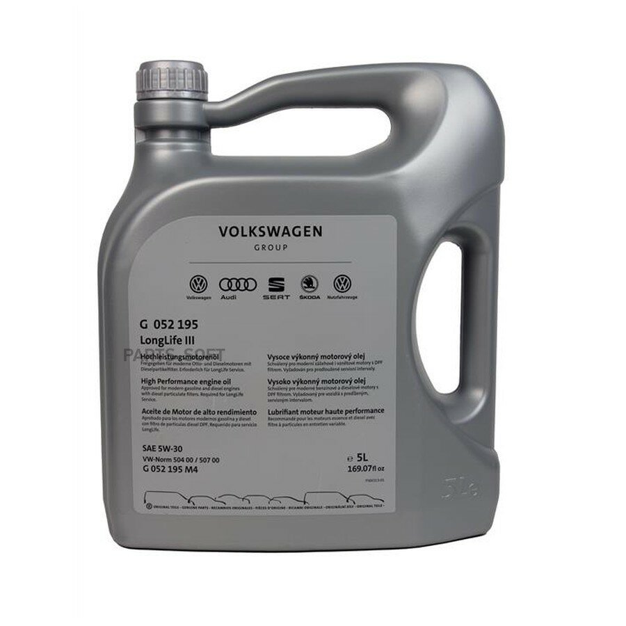 Масло моторное VAG Longlife III синт. 5W-30 5л. от официального дистрибьютора, VAG, артикул G052195M4