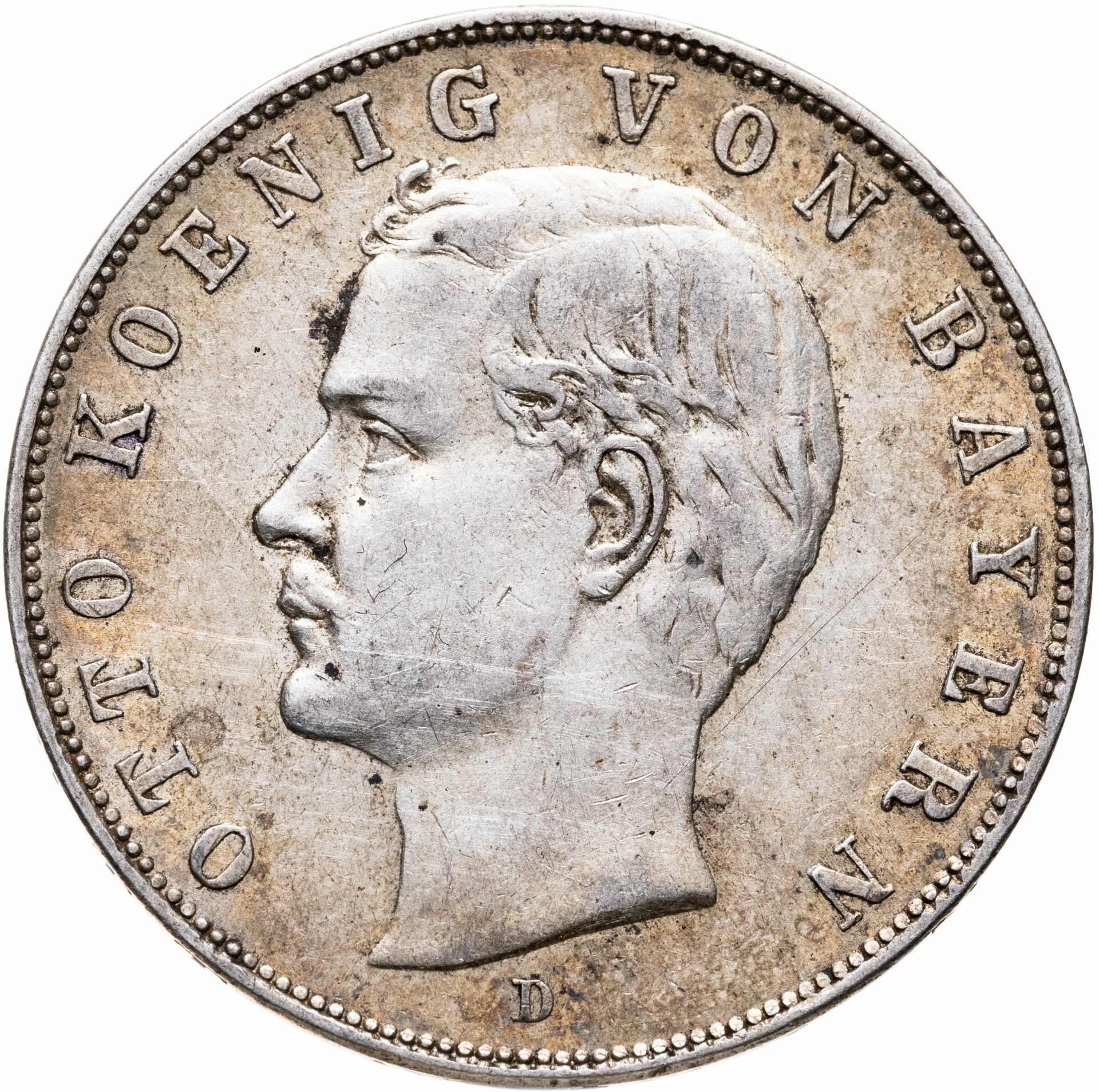 Германская империя Бавария 3 марки mark 1911 D, Серебро 900, в сохранности XF