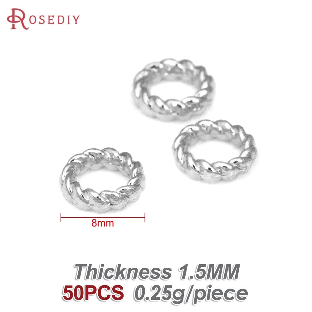 Закрытые латунные витые кольца Rosediy 50 шт.