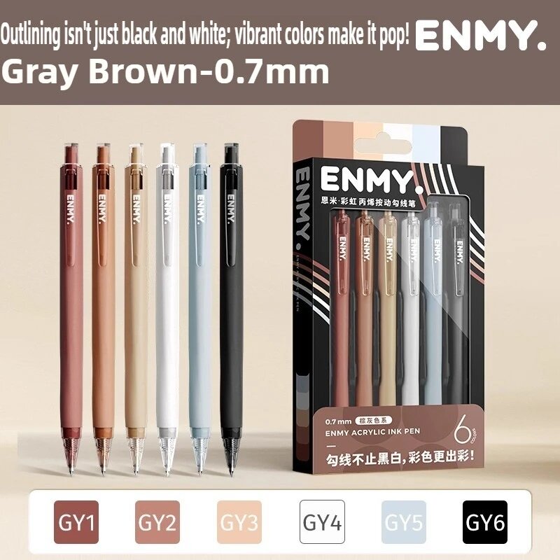ENMY 48/10 цветов акриловая гелевая ручка цвета радуги, не размазывающаяся, не пропускает, тонкий наконечник, 0,6 мм, художественная ручка для рисования, школьные принадлежности, канцелярские принадлежности