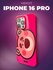 Чехол, для iPhone 16 Pro, пластиковый, розовый, с принтом медведя
