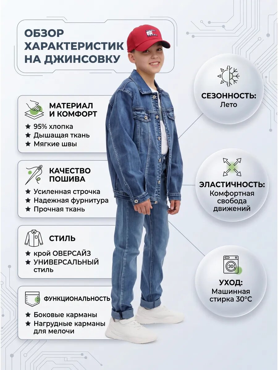 Куртка джинсовая Yuke jeans, размер 20/128, синий, голубой — фото 1