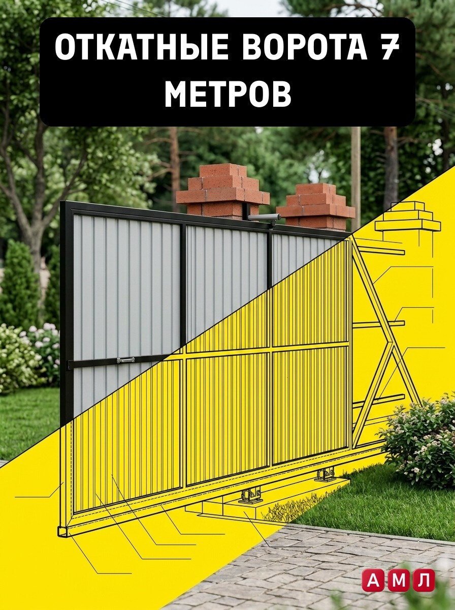 Проект чертеж откатные ворота 7 метров из профильной трубы своими руками - скачать и распечатать чертежи с размерами, пошаговая и поэтапная схема сборки