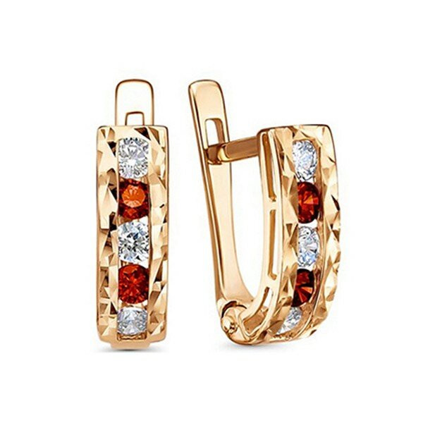 Серьги, красное золото, 585 проба, фианит