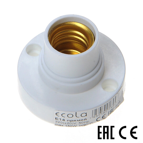 Патрон E14 AB7SLWEAY пластиковый настенный прямой белый Ecola (12 шт. в комплекте)