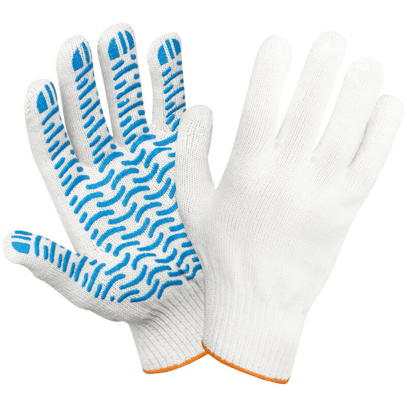 Перчатки х/б 7,5 класс OfficeClean, стандарт, волна ПВХ, 5 нитей, белые, 48-50г, 166 текс, 20 штук, 344214