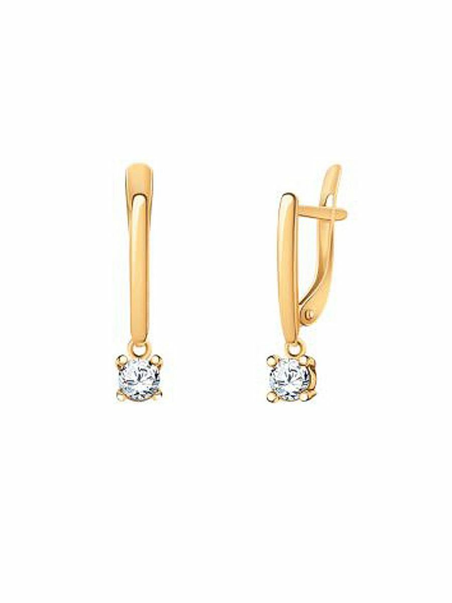 Серьги, красное золото, 585 проба, фианит
