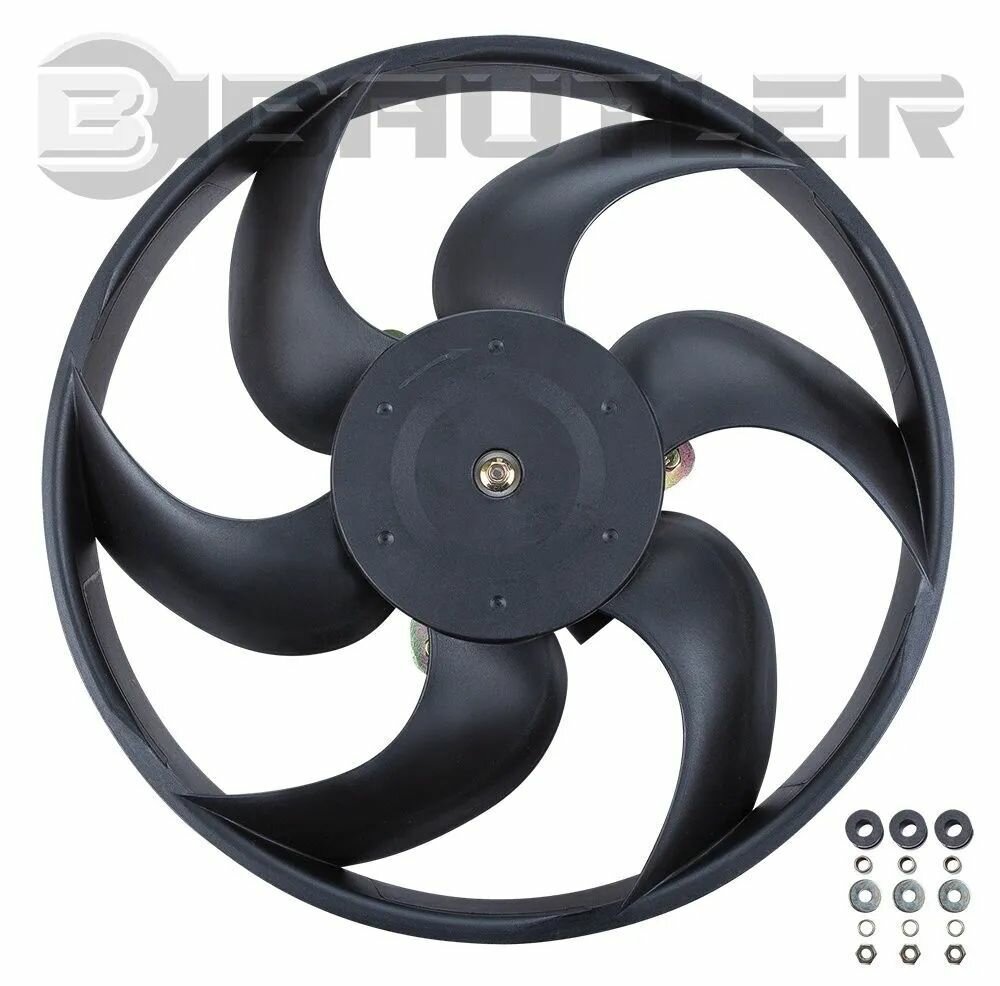 Вентилятор (мотор) охлаждения для ВАЗ 2123 Chevrolet Niva, Шевроле Нива, 1117-1119 Калина, LADA Kalina с крыльчаткой, на подшипнике в сборе арт BTL0023FC