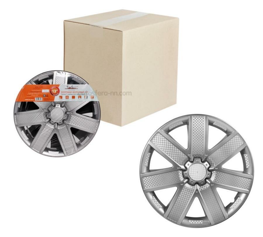 AIRLINE AWCC1419 Колпак колеса декоративный R-14 "Гелакси" серебристый карбон (к-т 2шт) (AWCC-14-19)